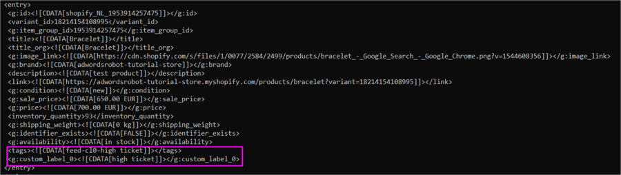 How to add custom labels in the Shopify Product Feed App — AdWords Robot