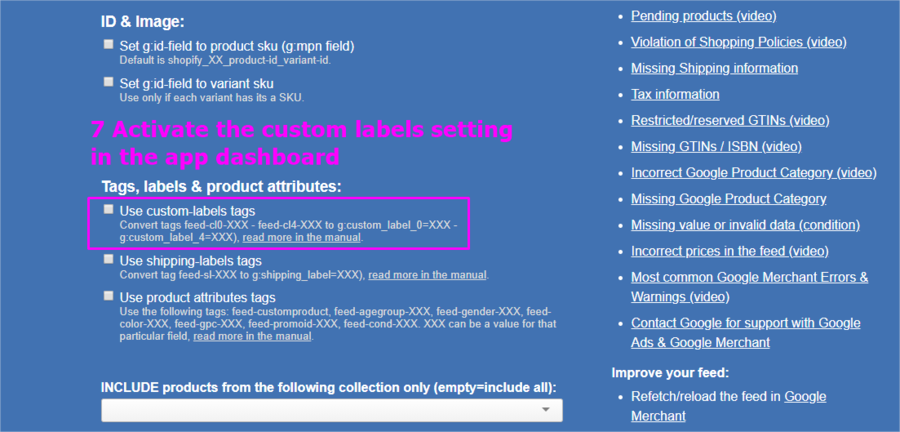 How to add custom labels in the Shopify Product Feed App — AdWords Robot